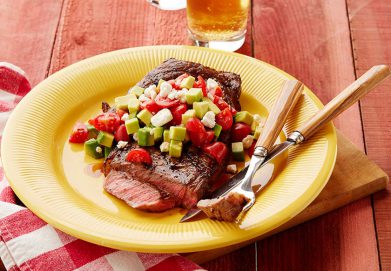 Grilled Ribeye Steaks with Avocado Goat Cheese Topping - California ...