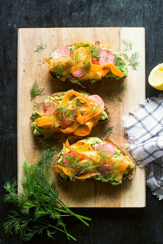 California Avocado Toast with Quick Pickled Carrots and Radishes Recipe ...