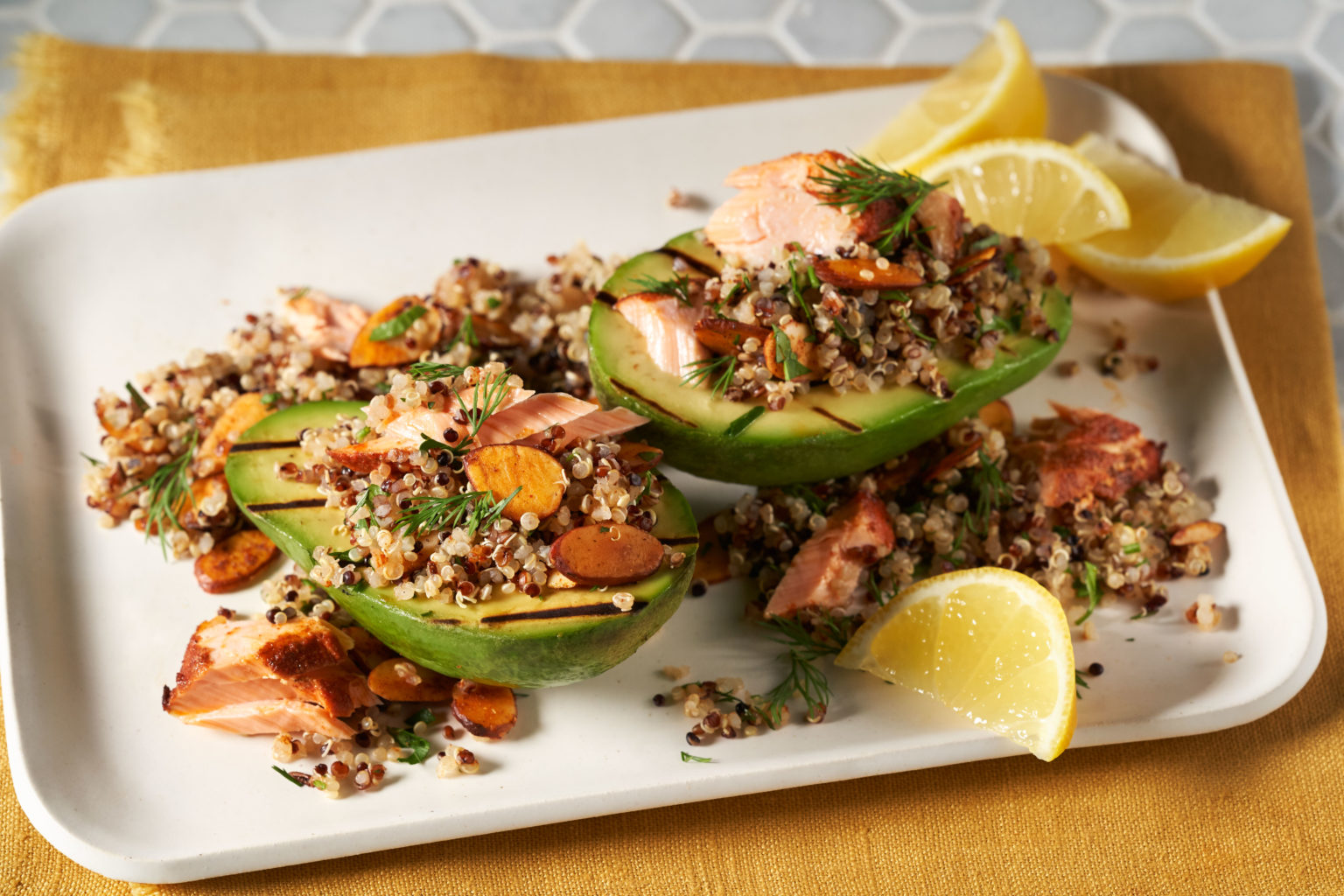 Stuffed California Avocado with Mediterranean Salmon - California Avocados